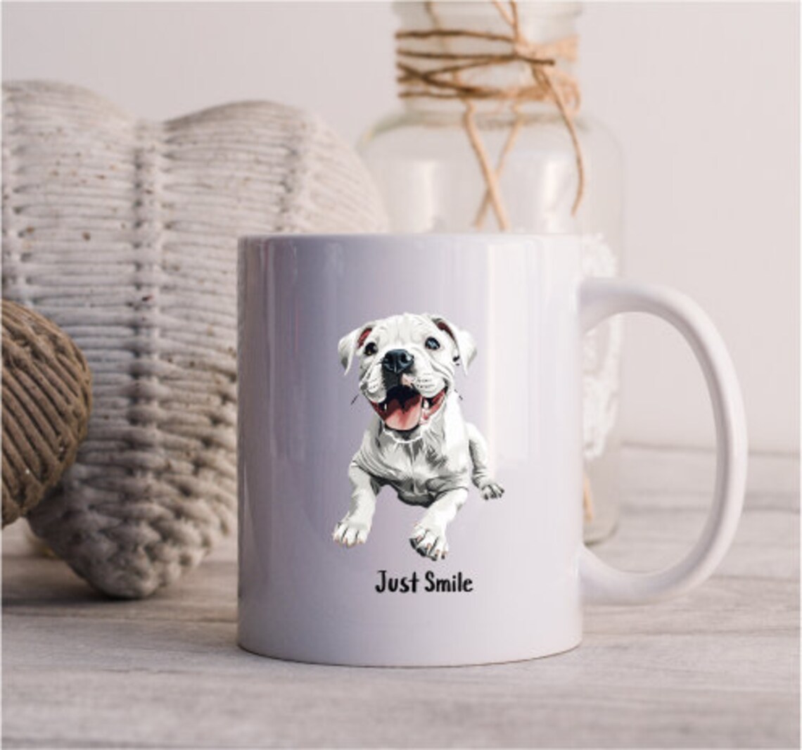 Smiling Pitbull Puppy Mug Pitbull Mug, Puppy, Dog Lover Gift, Happy Dog ...
