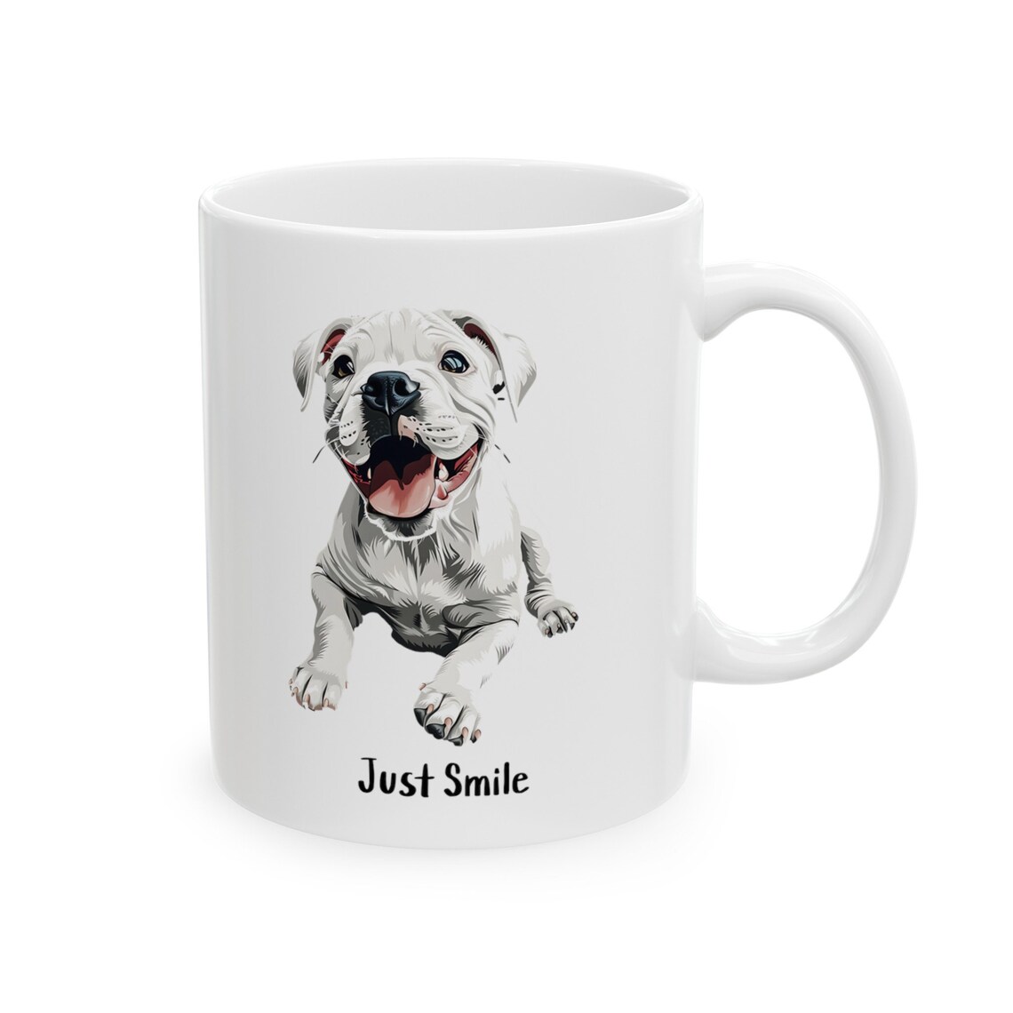 Smiling Pitbull Puppy Mug Pitbull Mug, Puppy, Dog Lover Gift, Happy Dog ...
