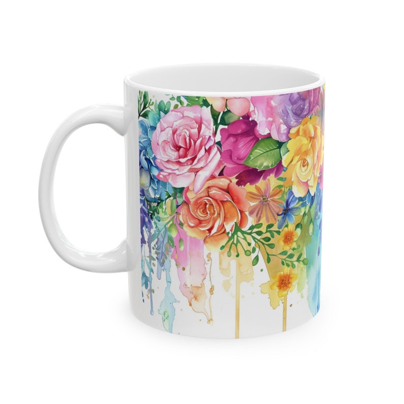 Colorful Watercolor Floral Simple Floral Design, Coffee Mug, Tea Cup ...