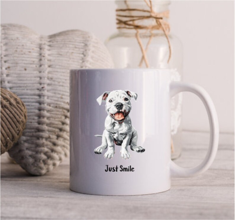 Pitbull Puppy Smile Mug Pitbull Mug, Puppy, Dog Lover Gift, Happy Dog ...