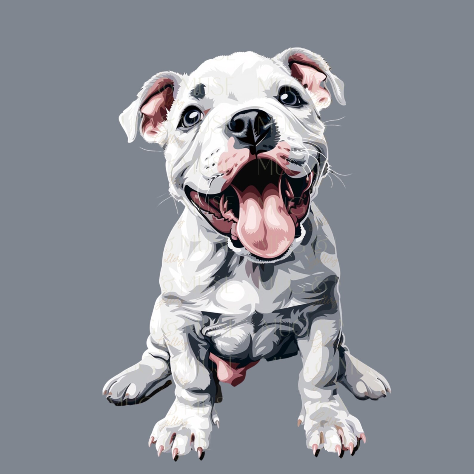 Smiling Pitbull Puppy Clipart - 5 High Quality | Pitbull PNG, Digital ...