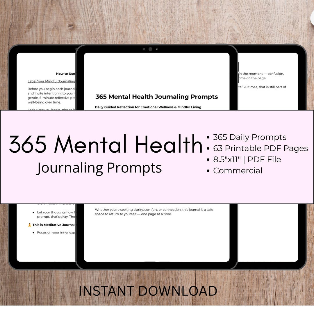 365 Mental Health Journal Prompts | Self-care Digital PDF | 63-page ...