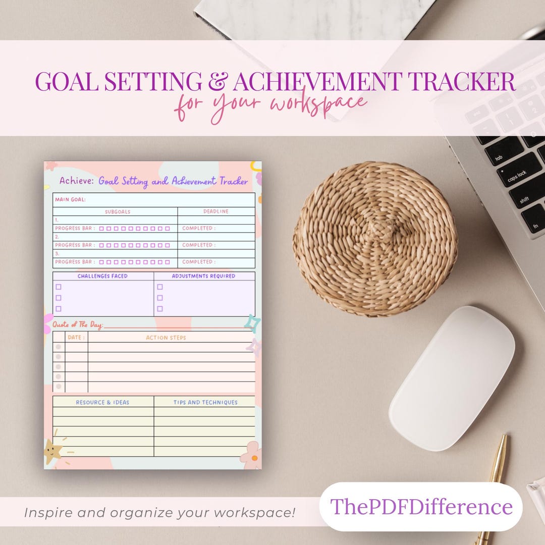 Goal Setting Tracker | Printable PDF | Achievement Planner | Focus ...