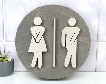 Acrylic Restroom Sign for Washroom Doors With Stand off Toliet Sign - Etsy