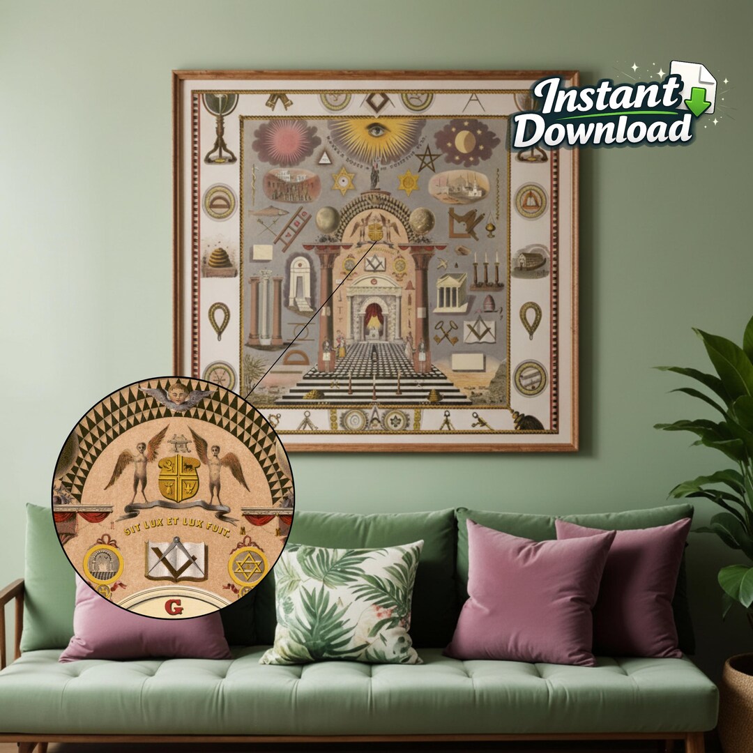 Scottish Rite Masonic Chart 1874 – Antique Freemasonry Symbol Diagram ...
