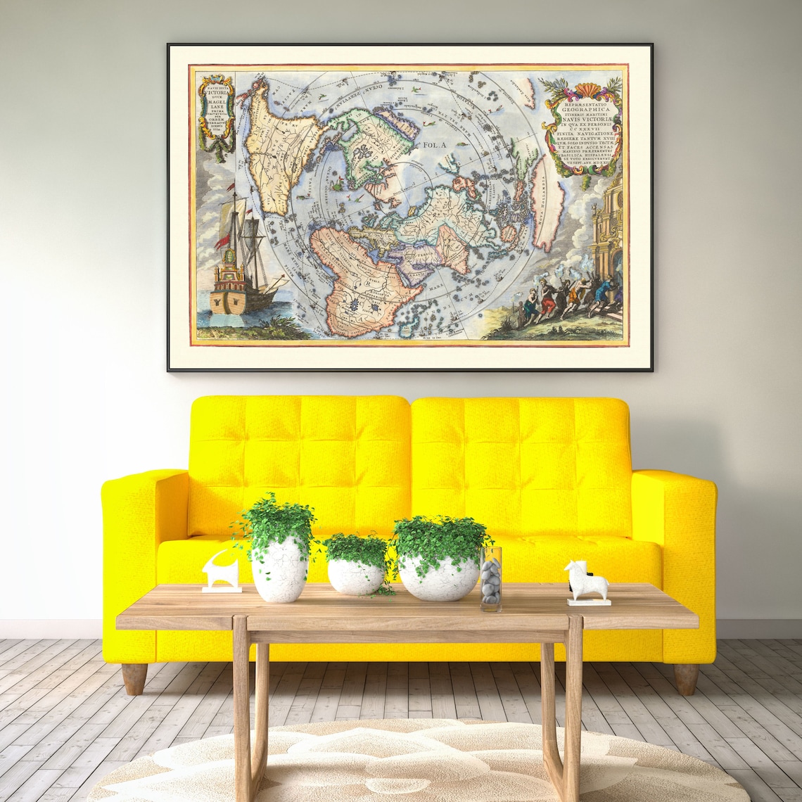 Magellan's Circumnavigation in 1522, Digital Download, Flat Earth Map ...