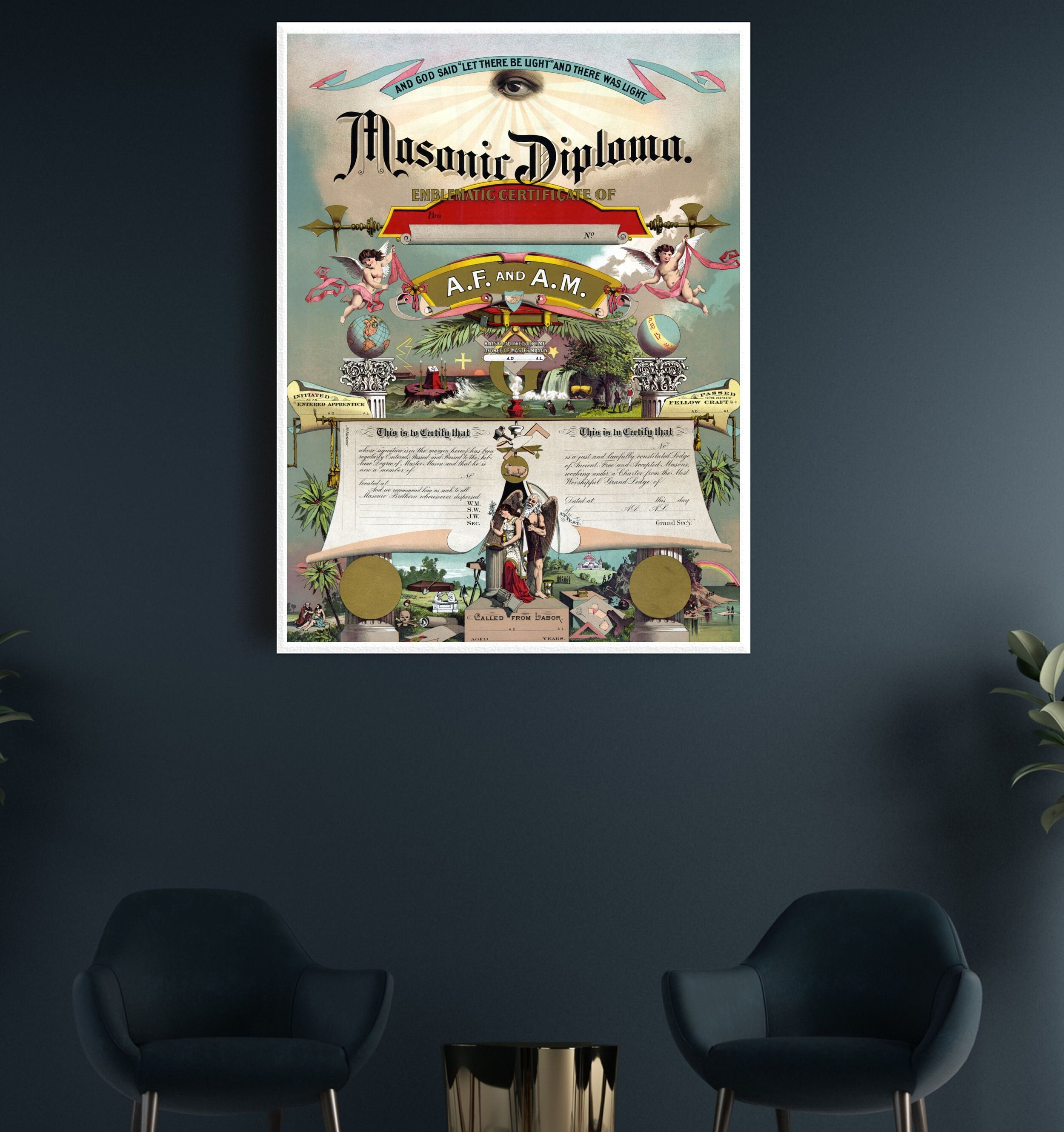 Blank Masonic Diploma, Digital Download, and God Said Let There Be ...