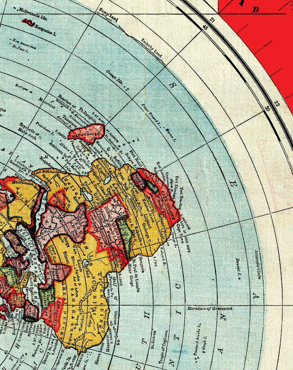 Alex Gleason 1892 Map Remastered Hi-res Digital Download of Standard Map of the World, Flat ...