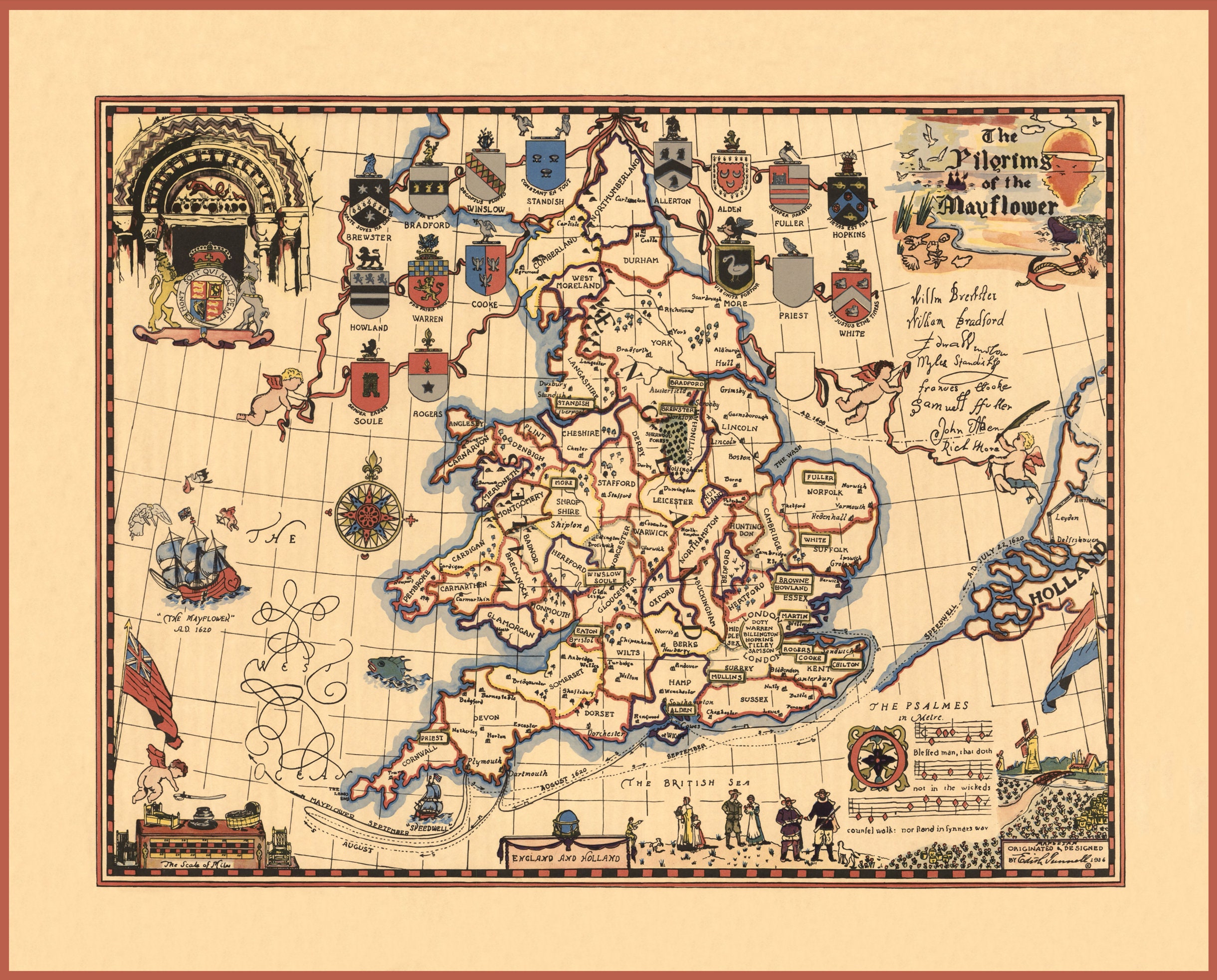 The Pilgrims of the Mayflower Map, Digital Download, Colonial Era ...