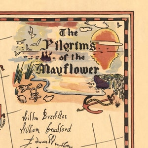 The Pilgrims of the Mayflower Map, Digital Download, Colonial Era ...