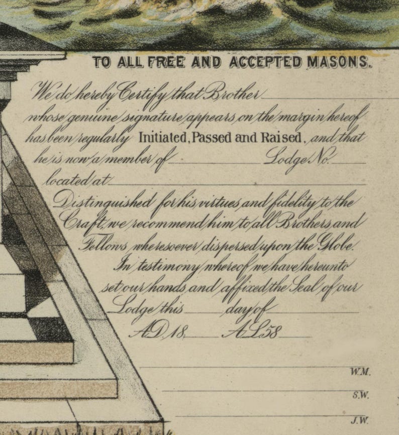 Emblematic Chart and Masonic History of Free and Accepted Masons ...