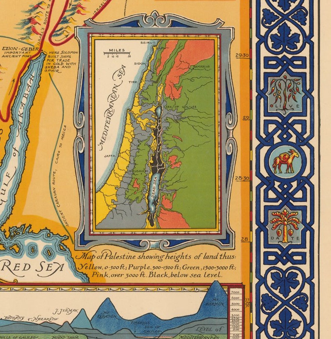 The Picture Map of the Holy Land, Religious Print, Digital Download ...