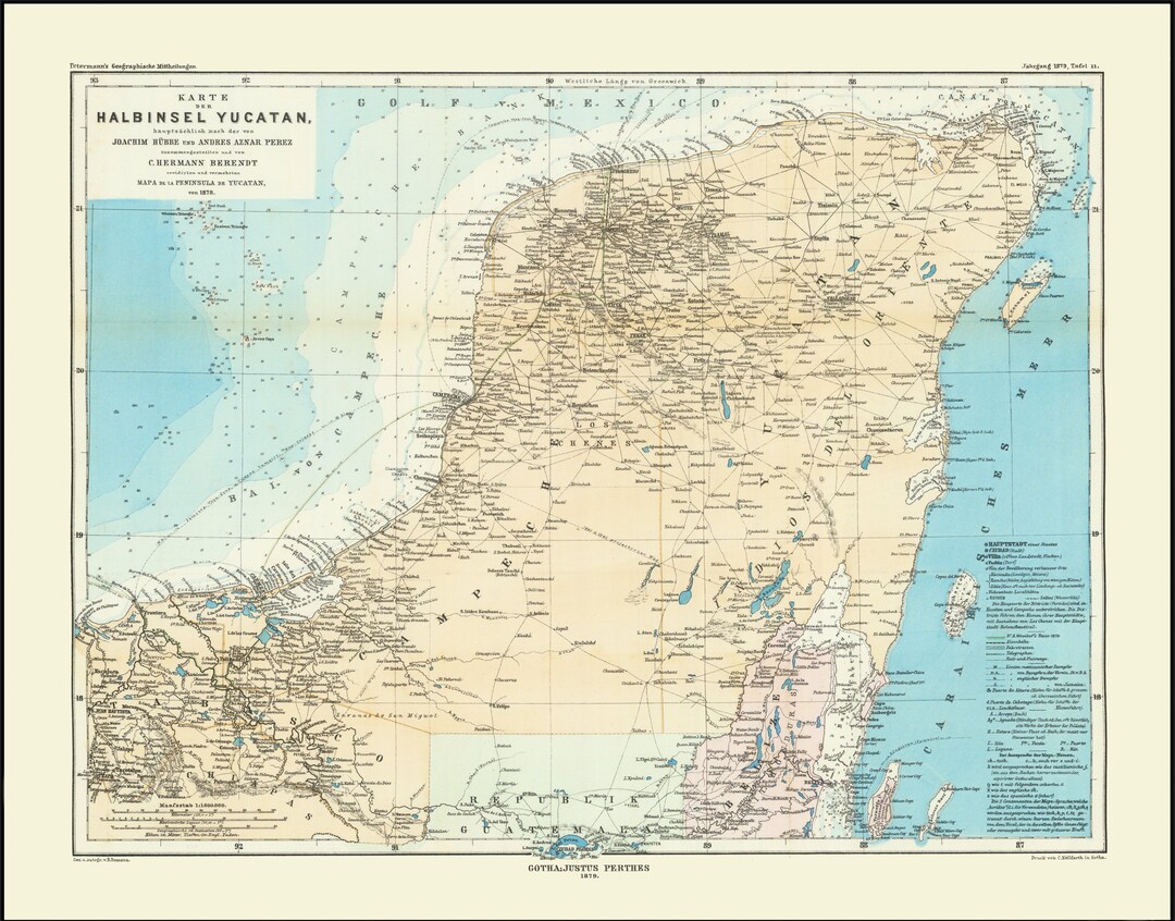 Karte Der Halbinsel Yucatan, Digital Download, Map, Mayan Karte ...