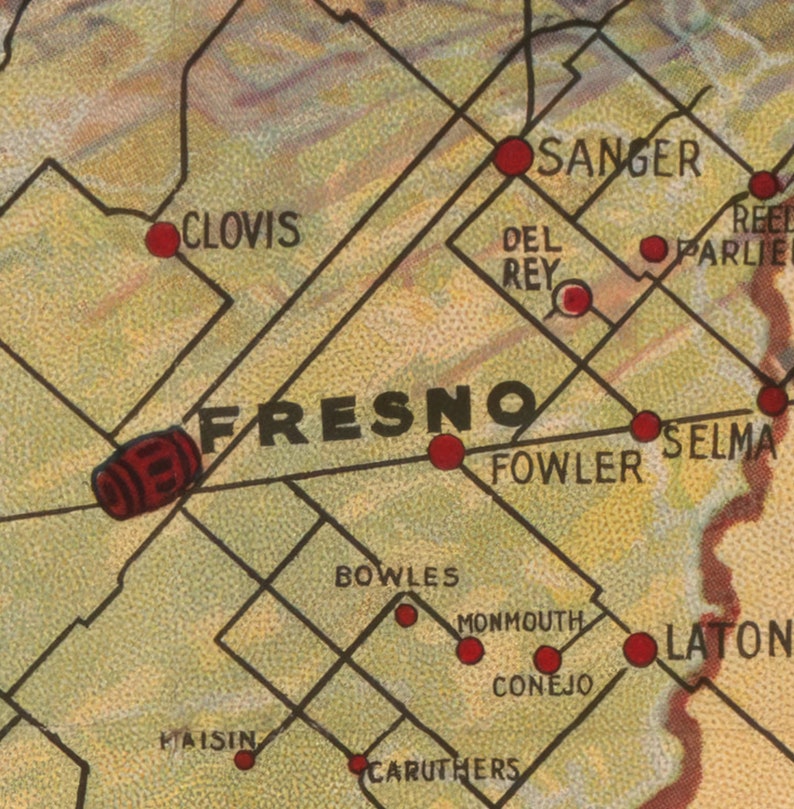Pictorial Map of Fresno County and Mid-california's Garden of the Sun ...
