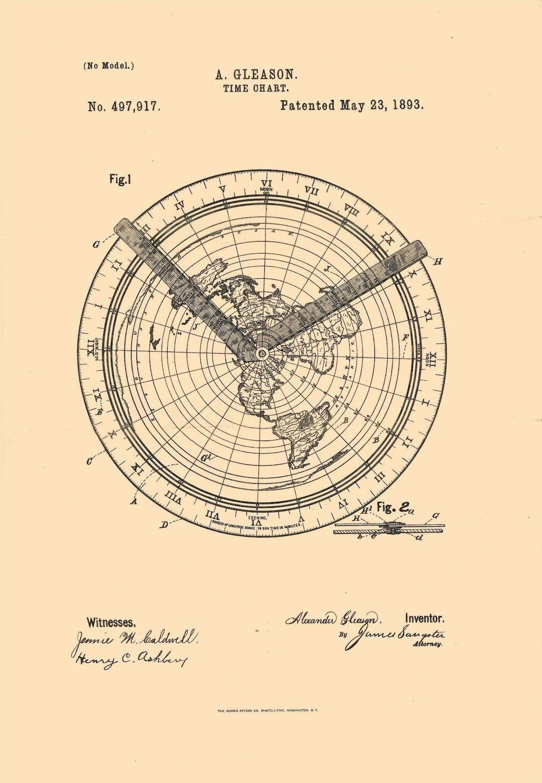 Alexander Gleason Patent Flat Earth Map Application, SUPER Rare Flat ...