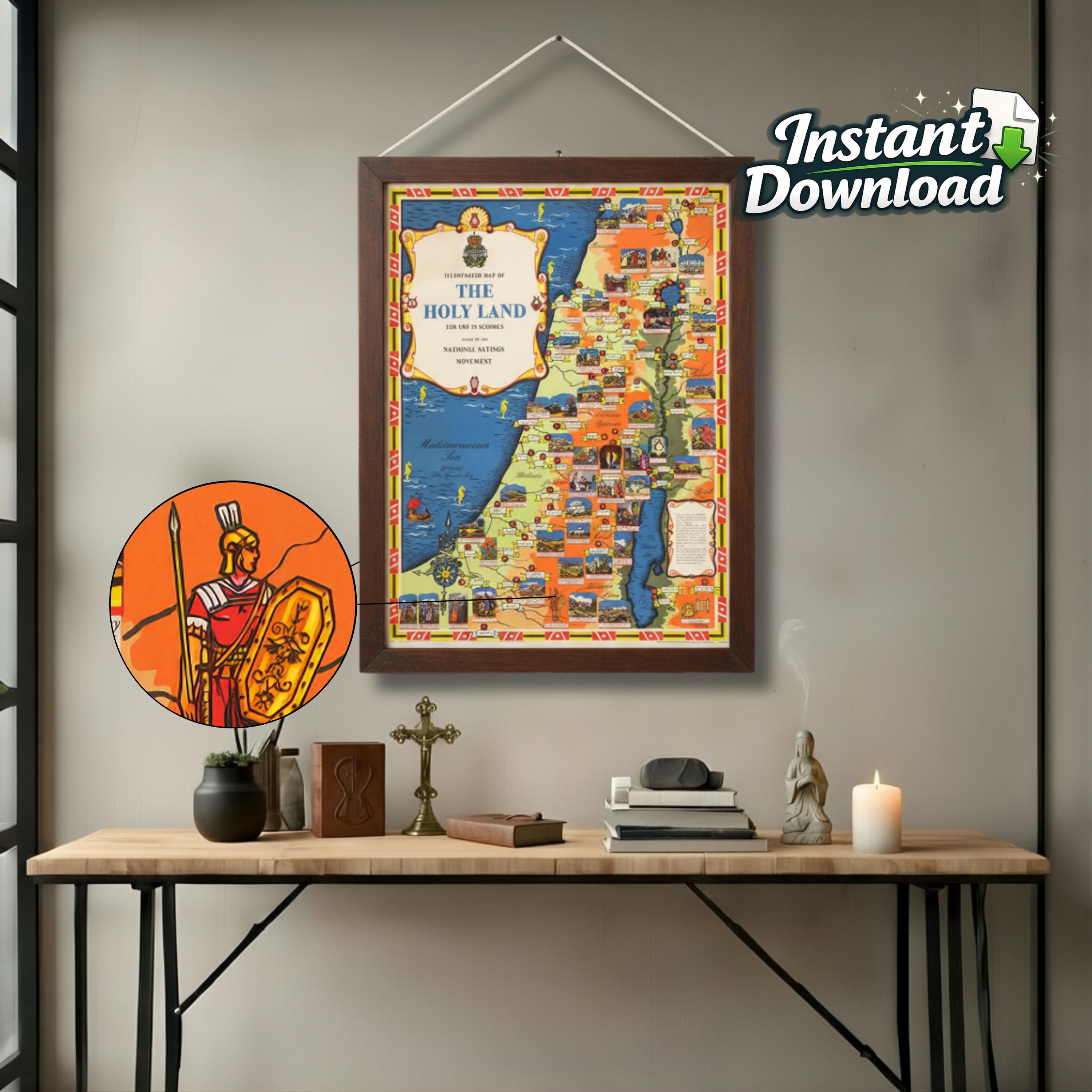 The Holy Land School Map, Digital Download, Colorful Map of the Holy ...