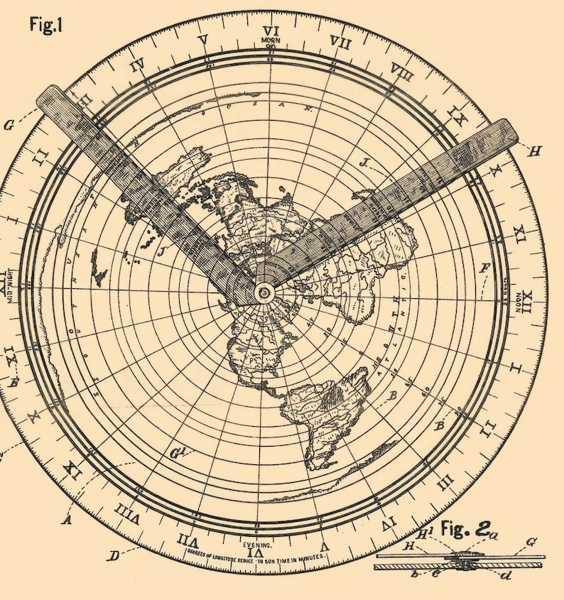 Alexander Gleason Patent Flat Earth Map Application, SUPER Rare Flat ...