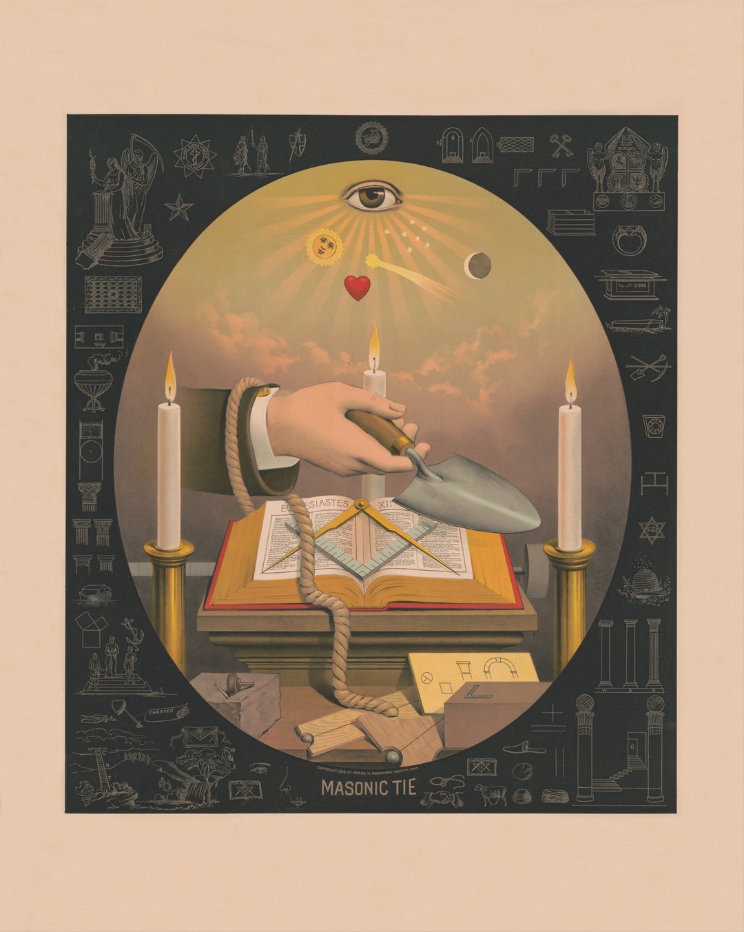 Masonic Tie Print, Digital Download, Masonic Symbols, Masonic Masonry ...