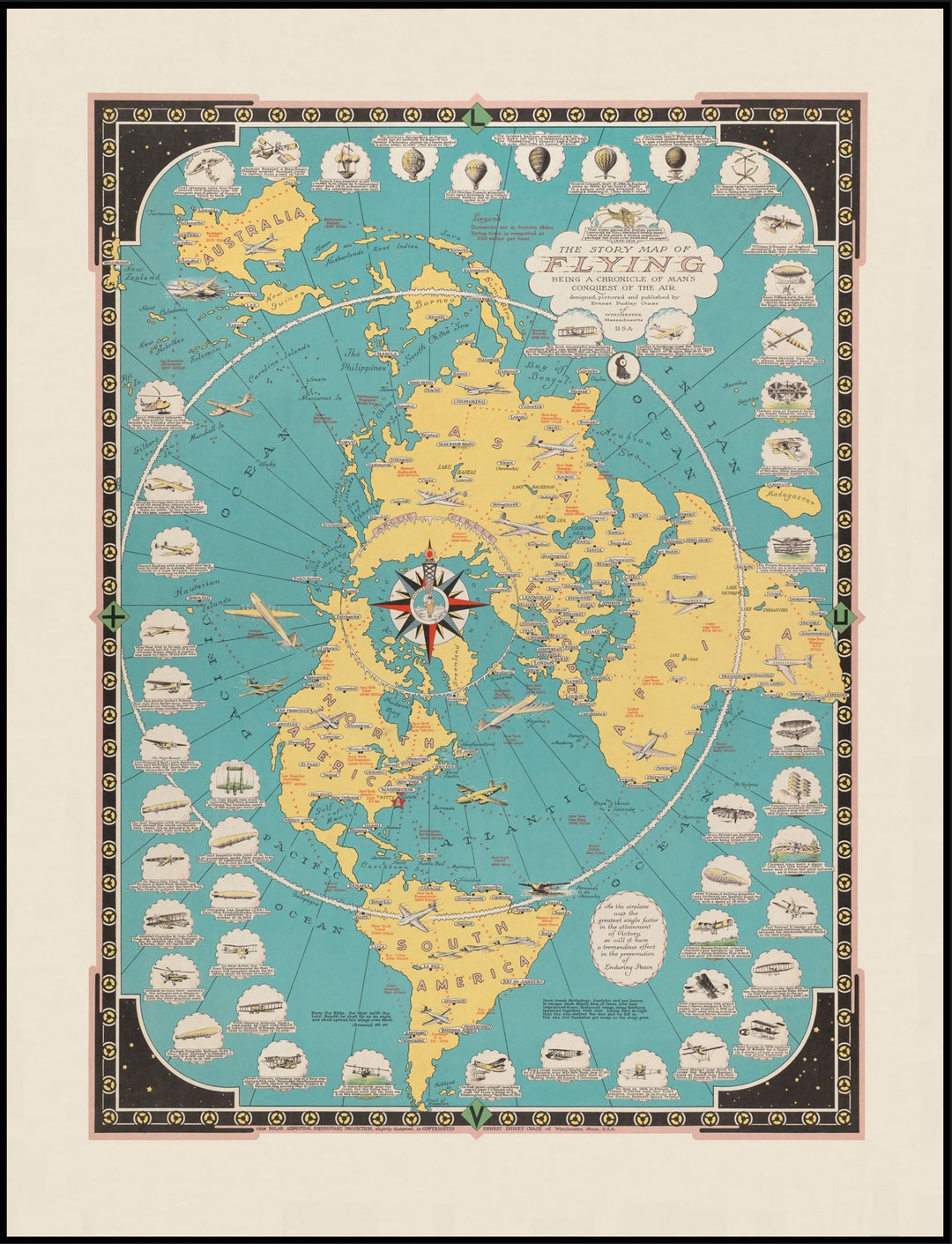 The Story of Flying, Digital Download, Flat Earth Map, Ernest Dudley ...