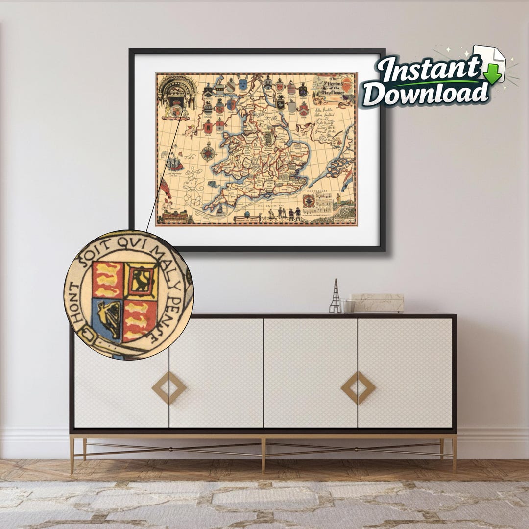The Pilgrims of the Mayflower Map, Digital Download, Colonial Era ...