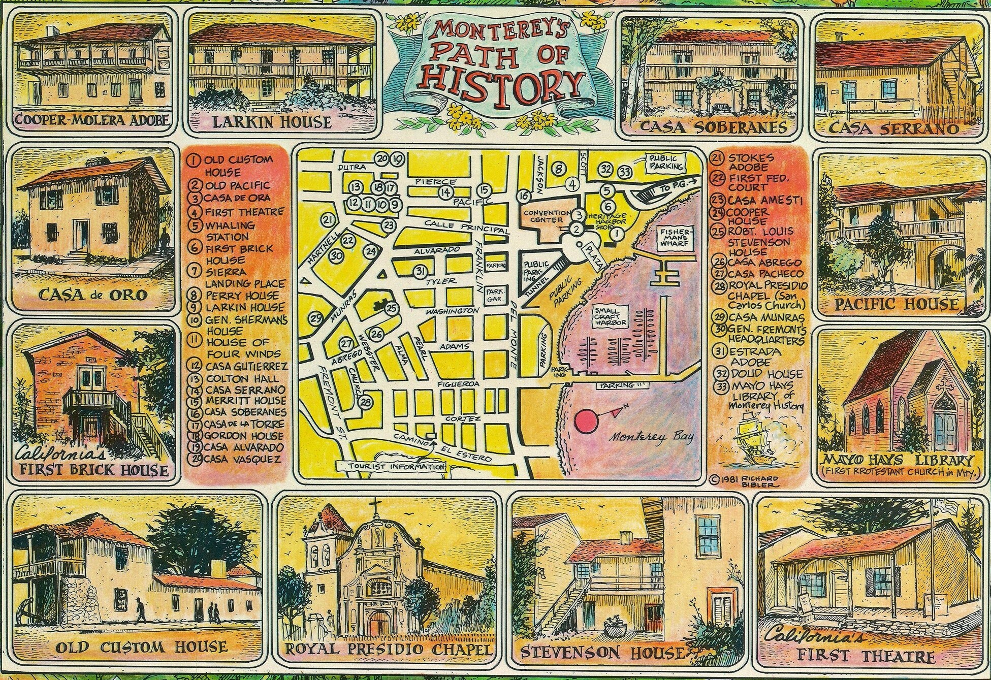 Bibler Pictorial Map of the Monterey Peninsula, Digital Download, Map ...