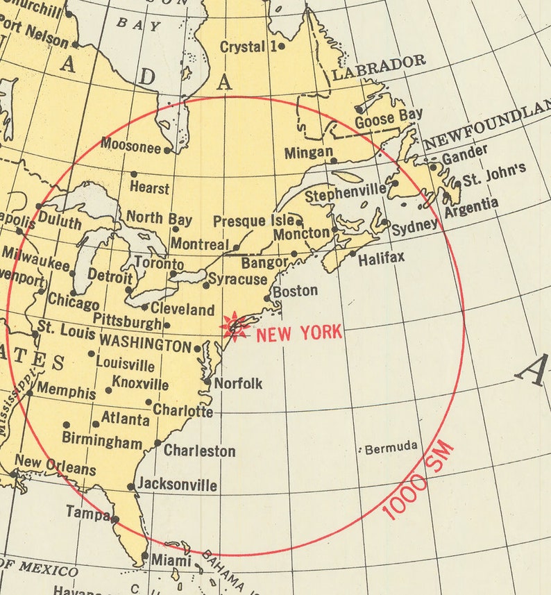 Post World War 2 Air Map, Digital Download, Map, Azimuthal Equidistant ...