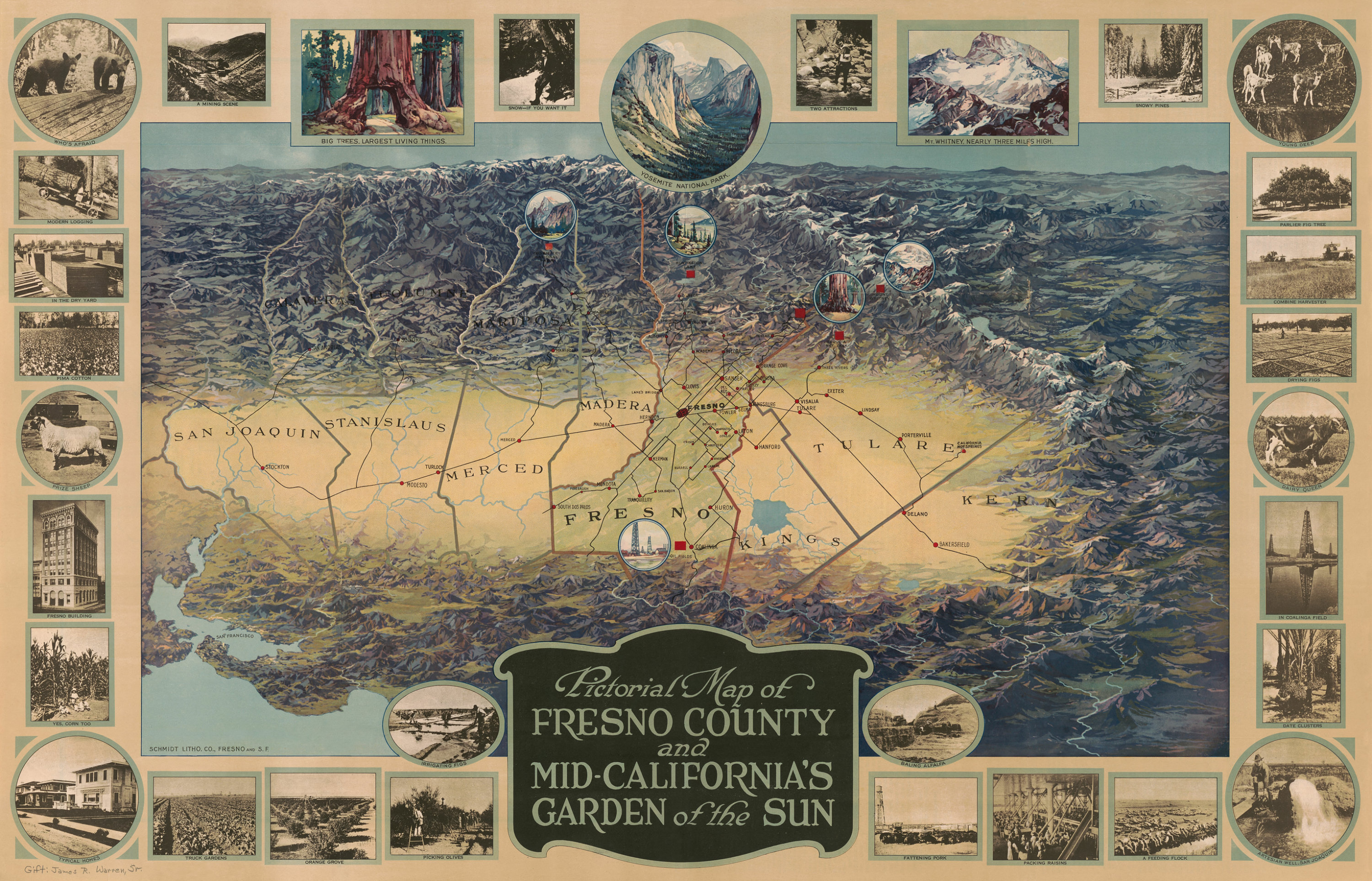 Pictorial Map of Fresno County and Mid-california's Garden of the Sun ...