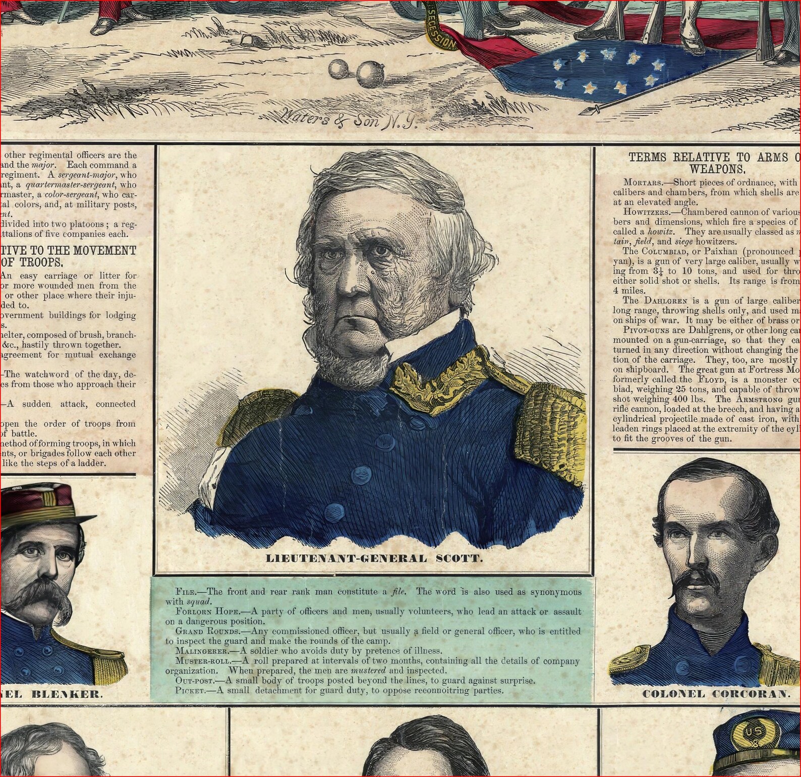 1861 Military Portraits & Civil War Map – Union Generals Lithograph ...