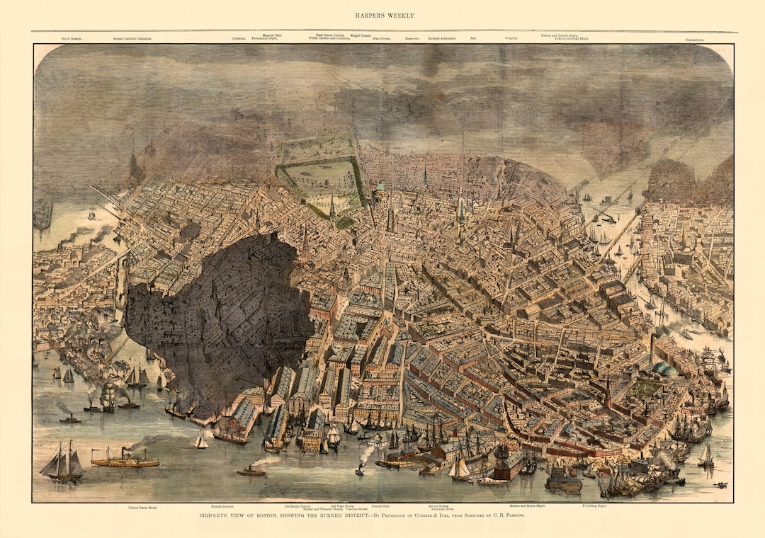 Boston Fire 1872, Digitaler Download, Brandverschwörung, Currier Und ...
