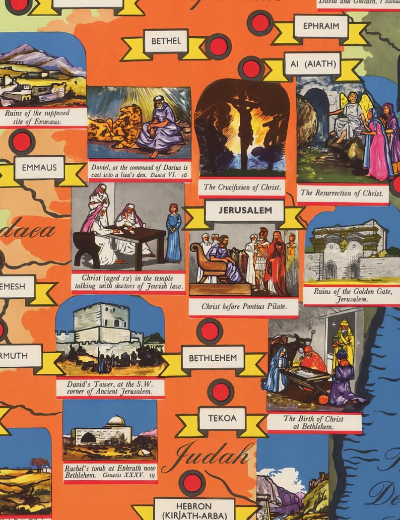 The Holy Land School Map, Digital Download, Colorful Map of the Holy ...