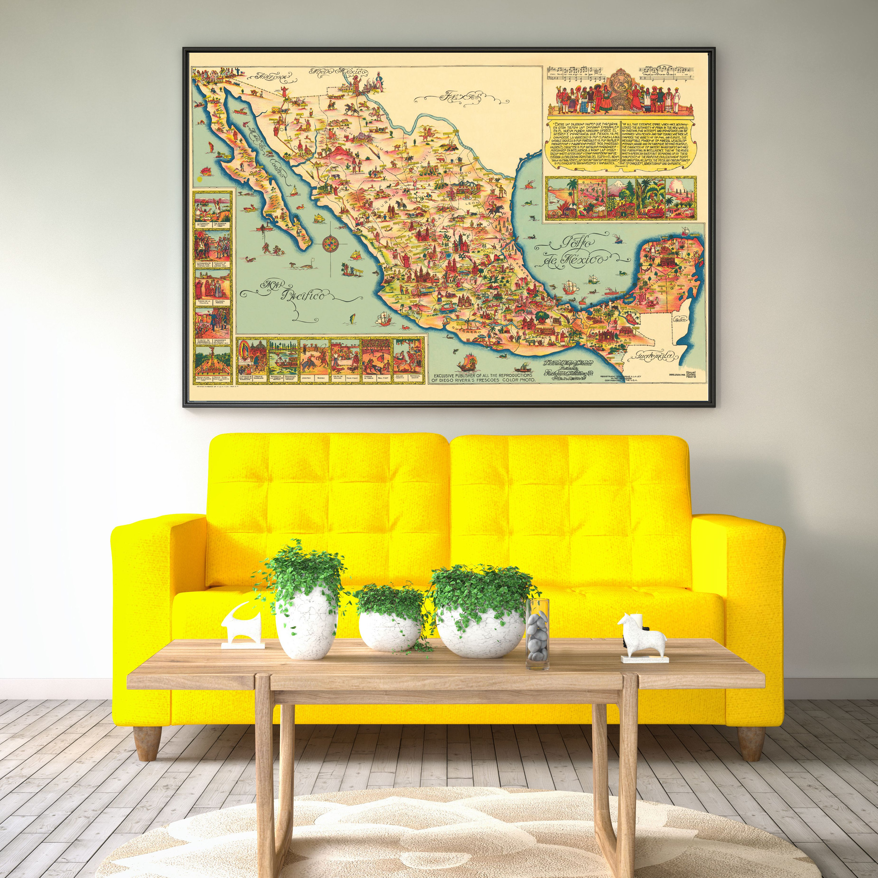 Pictorial Map of Mexico, Digital Download, Old Mexico Map, Map ...