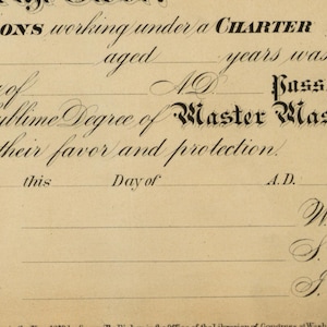Master Mason's Diploma – Rare Masonic Certificate With Esoteric ...