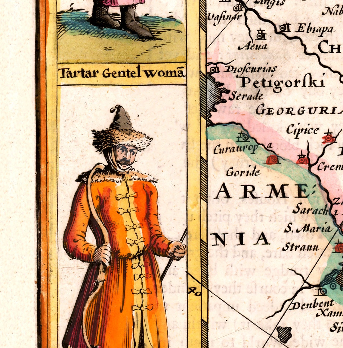 Hohe Auflösung Karte von Tartary, digitaler Download, Tartary Landkarte ...