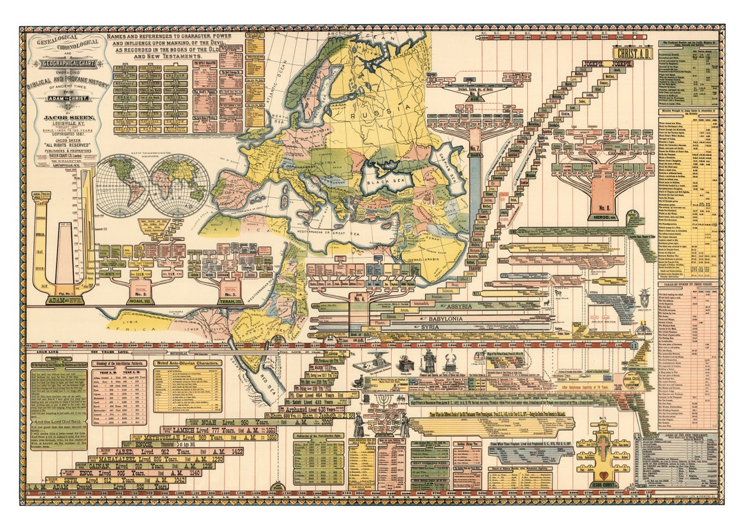 Geographische Karte mit biblischer Geschichte, digitaler Download ...