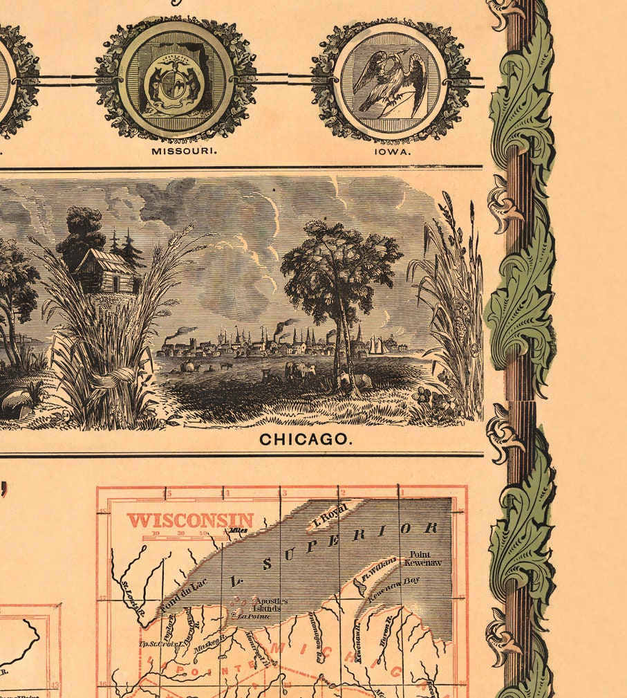 Pictorial Map of the Great West, Digital Download, Old USA Map ...