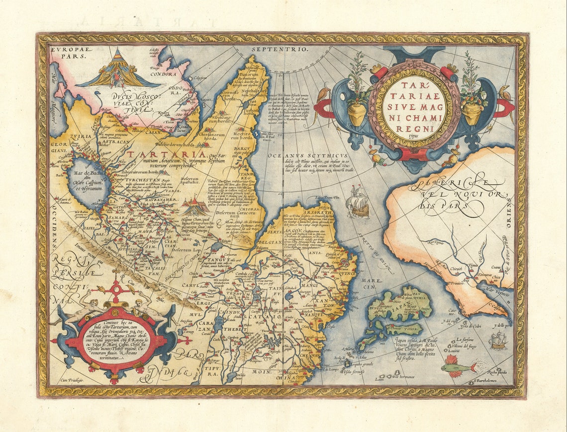 Tartary Map 1578 Mercator, Great Tartary World Map, Ptolemy World Map ...