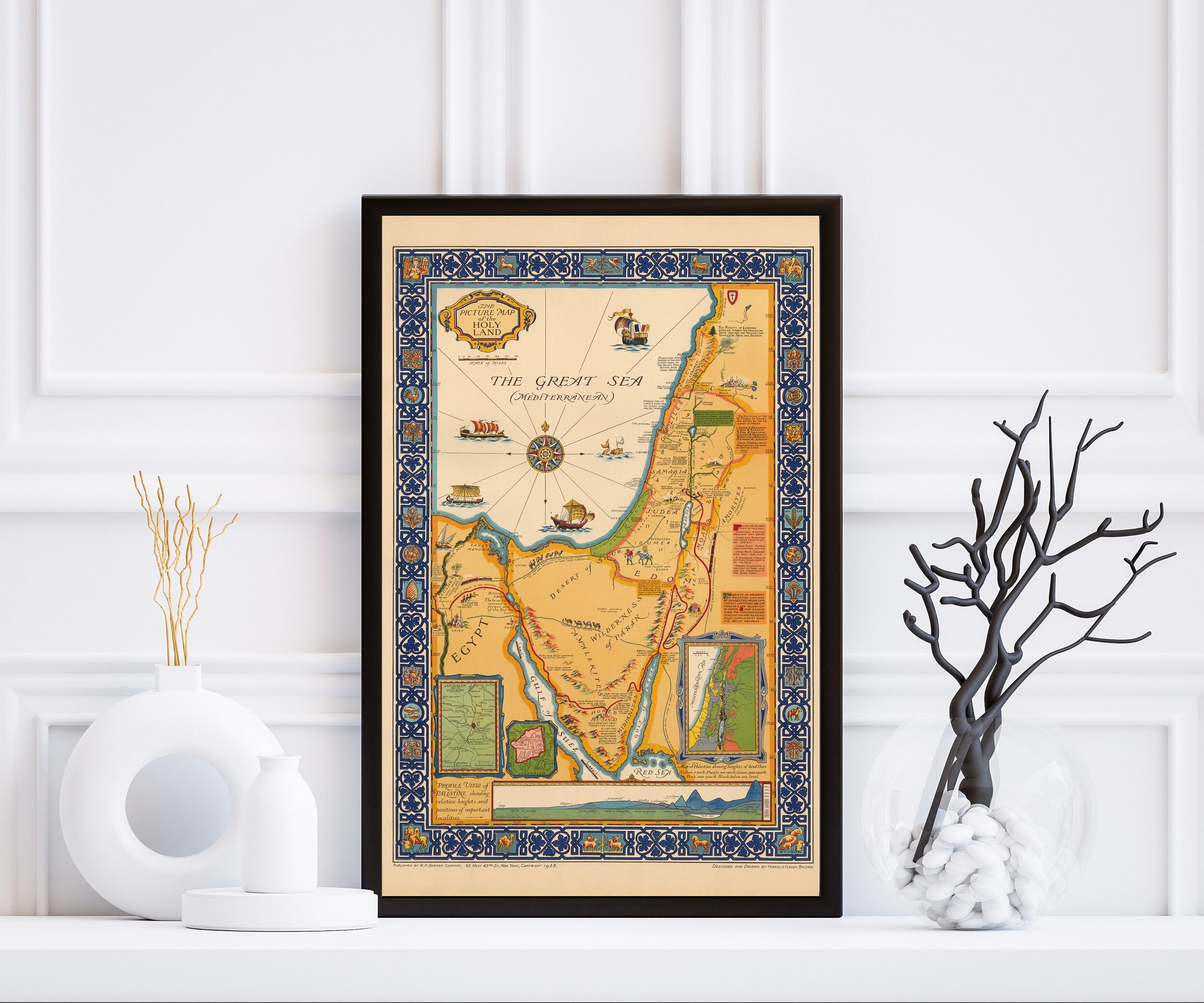 The Picture Map of the Holy Land, Religious Print, Digital Download ...
