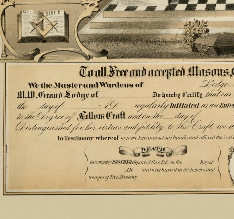 Master Mason's Diploma – Rare Masonic Certificate With Esoteric ...