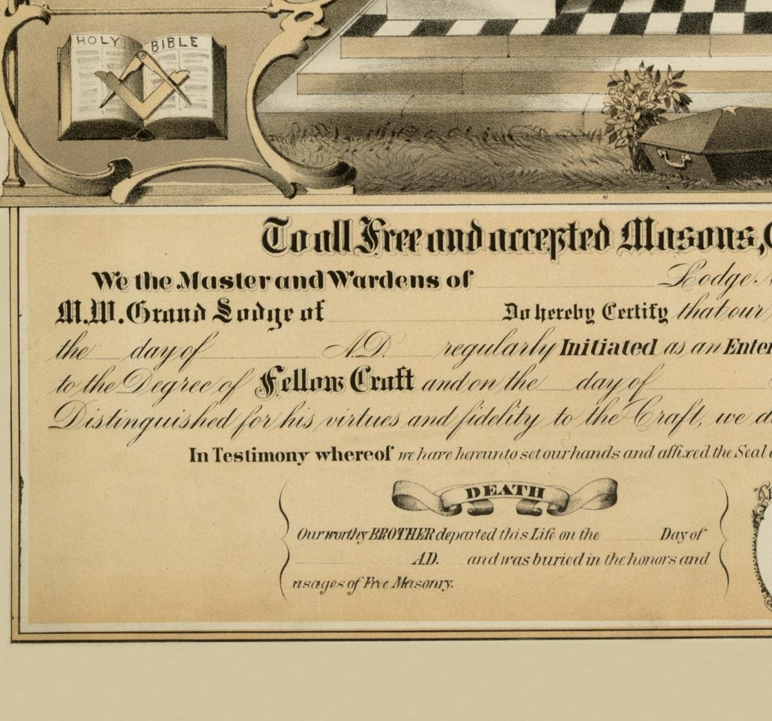 Master Mason's Diploma – Rare Masonic Certificate With Esoteric ...