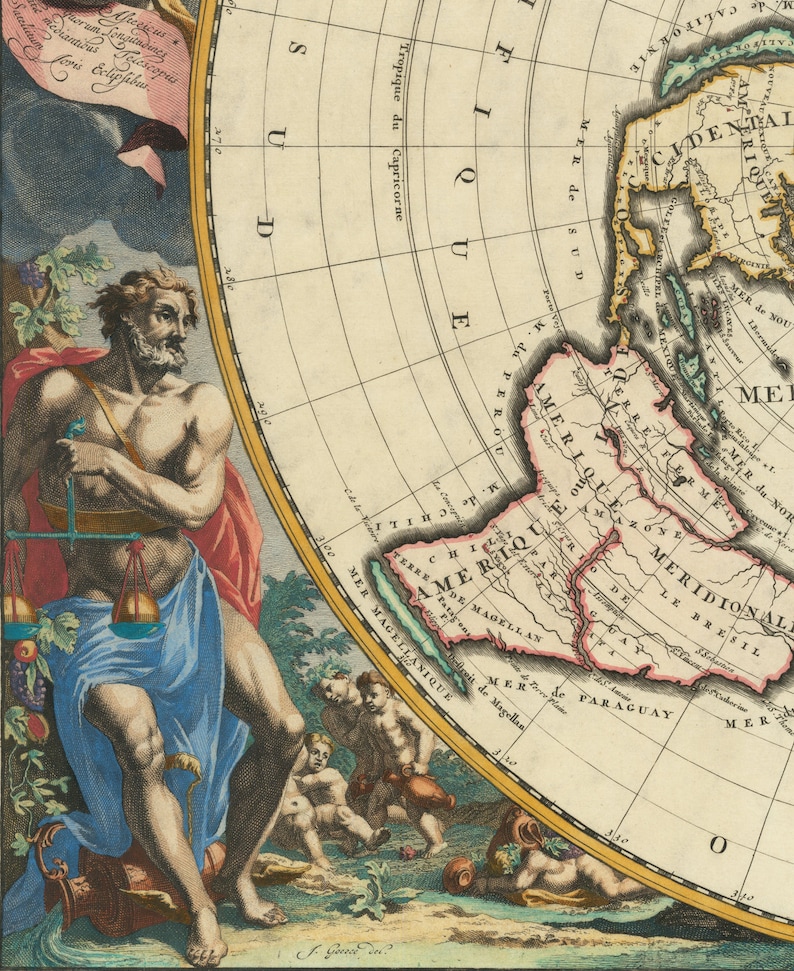 Planisphere Terrestre Suivant Les Nouvelle, Digital Download, Flat ...