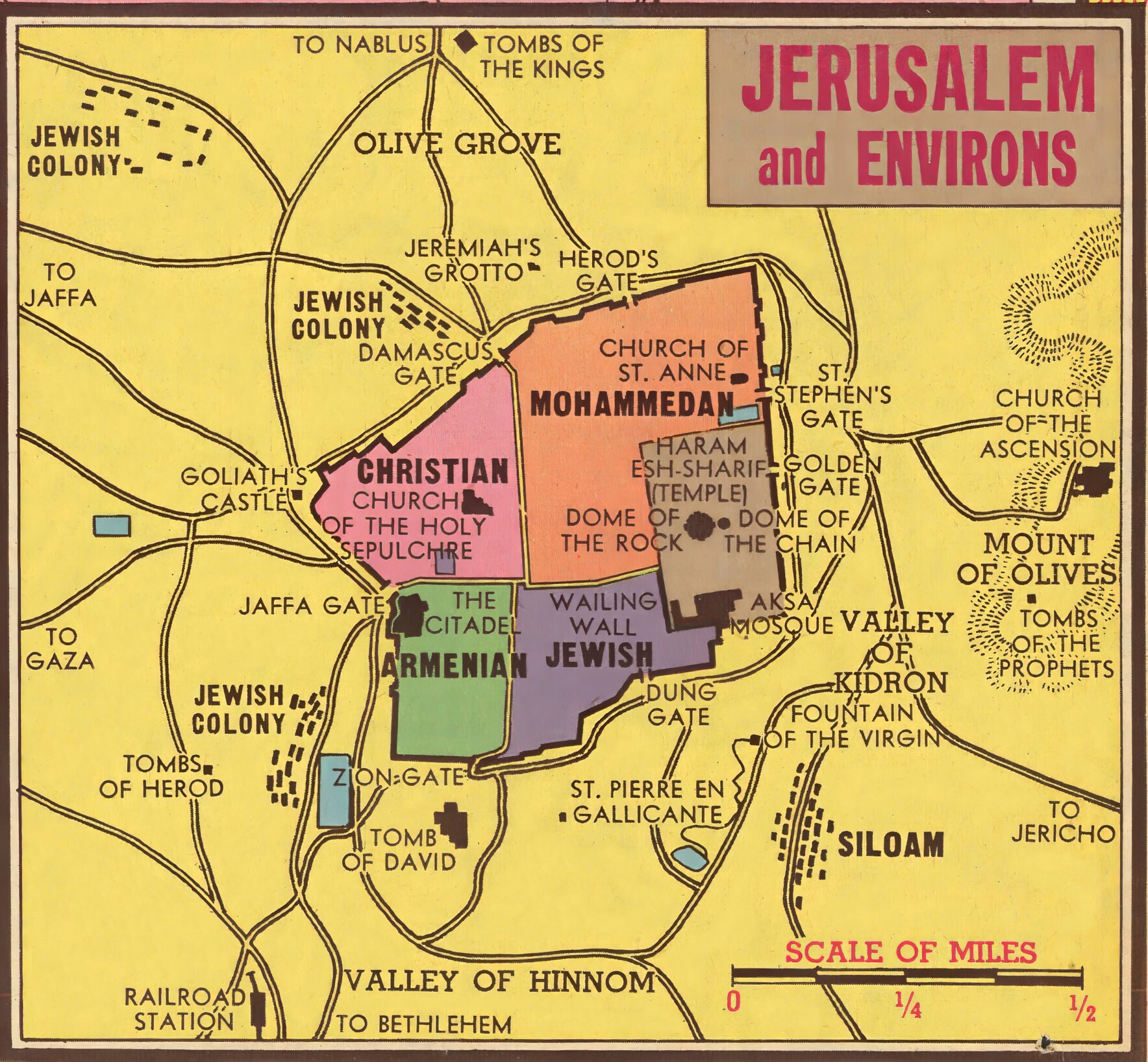 Palestine Land of Strife Map, Digital Download, Holy Land Map ...