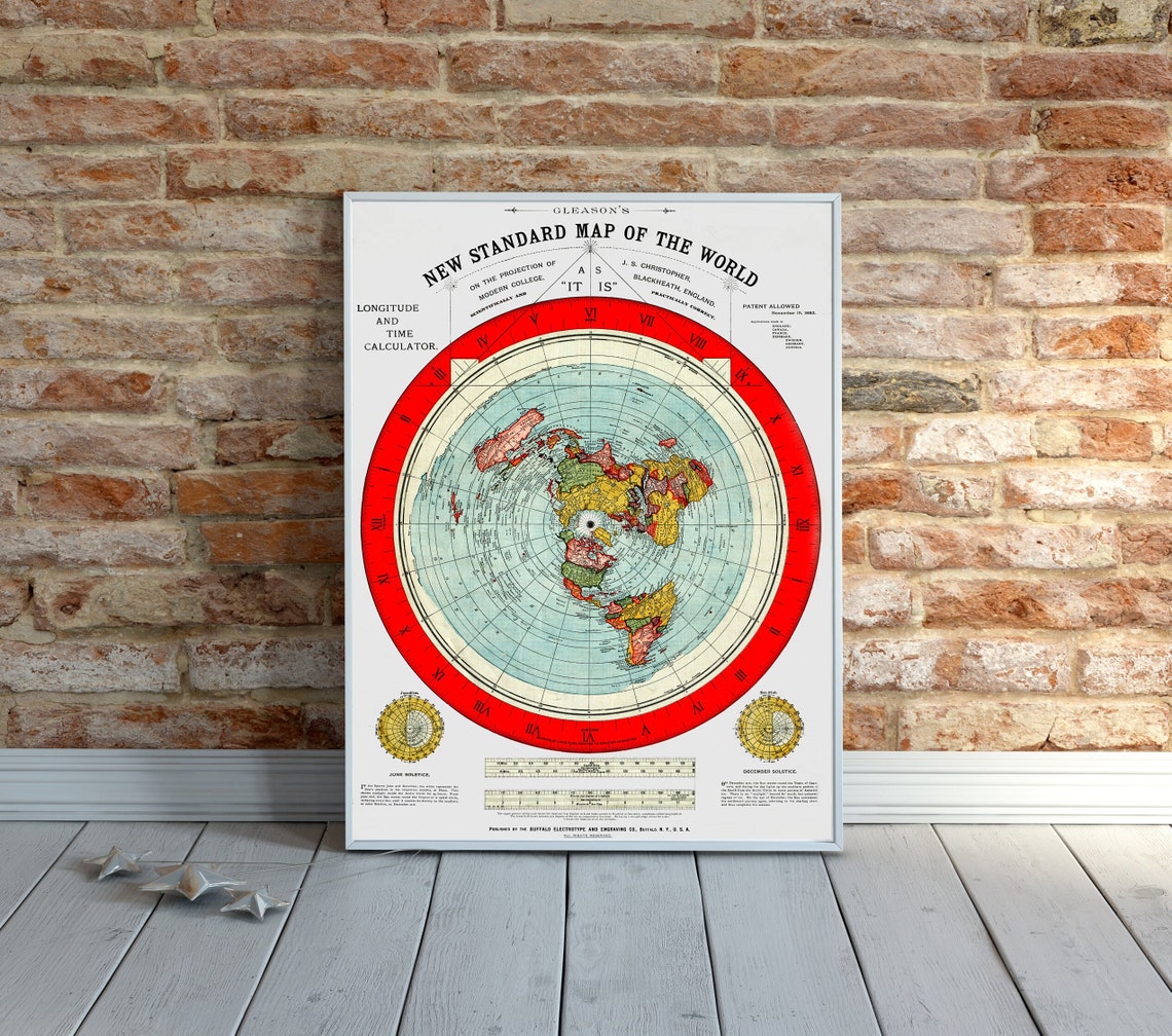 Alex Gleason 1892 Map Remastered Hi-res Digital Download of Standard Map of the World, Flat ...