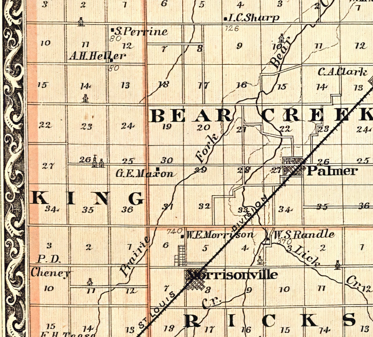 Map of the Christian County, Digital Download, Christianity, Illinois ...