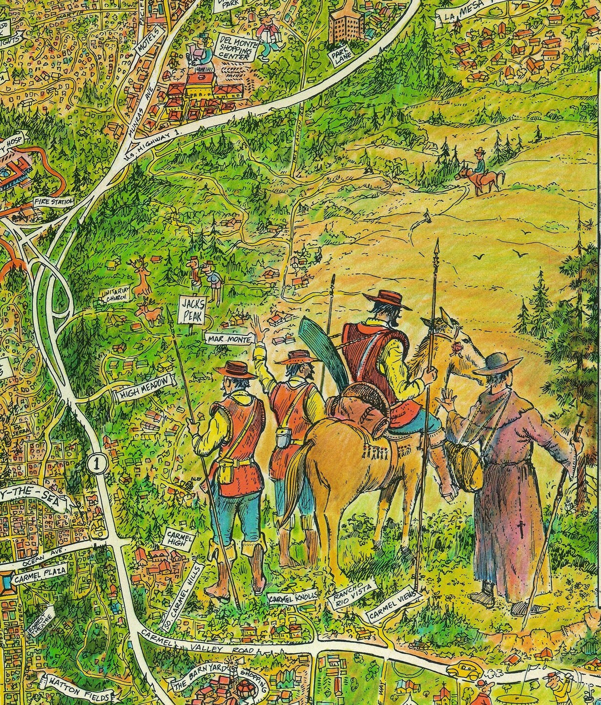 Bibler Pictorial Map of the Monterey Peninsula, Digital Download, Map ...