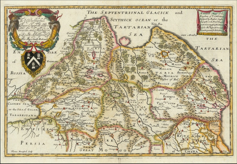 Tartaria Map 1667, First Color Tartary Map, Antique Map Print, Thomas ...