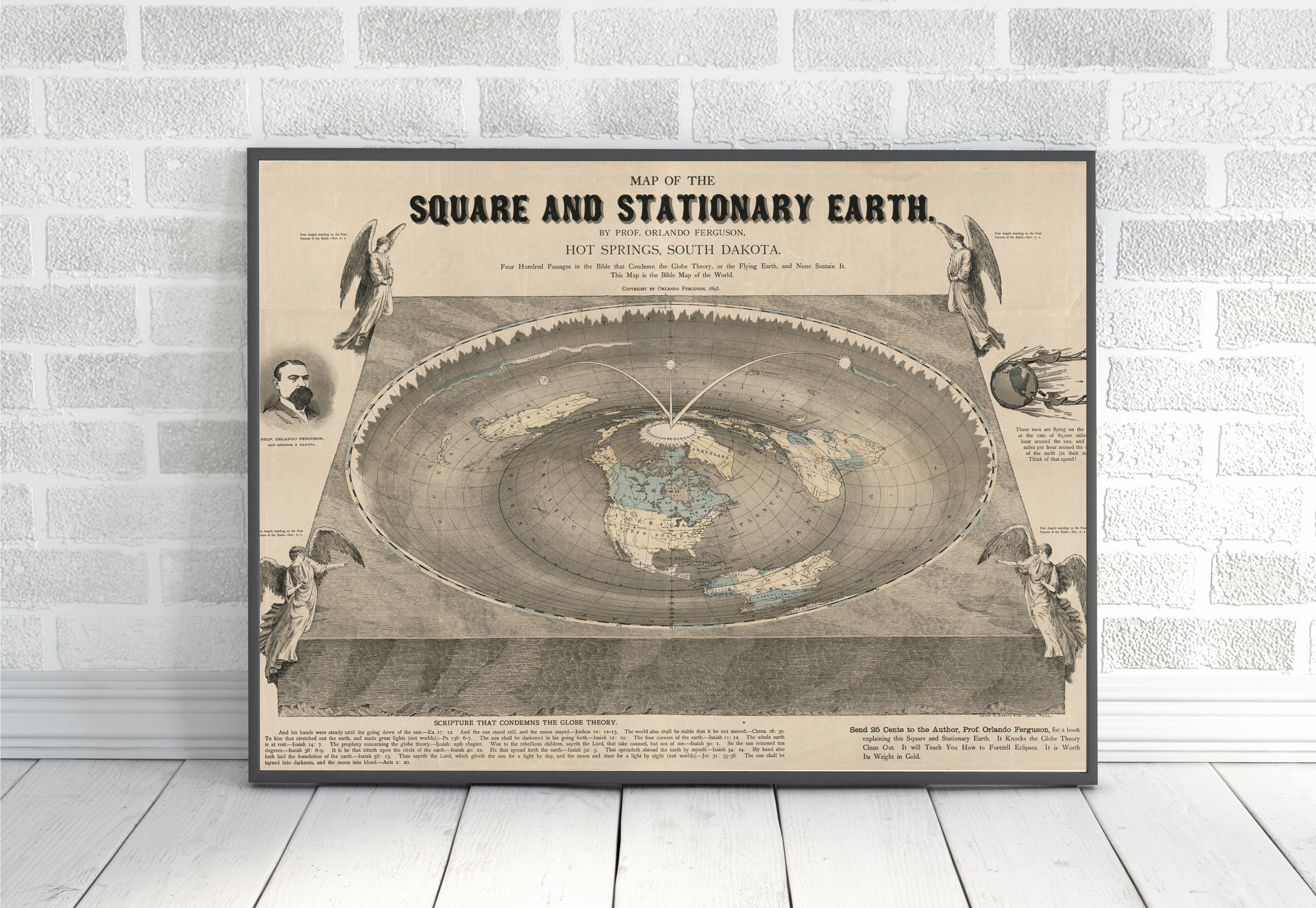Map of the Square and Stationary Earth, Orlando Ferguson, Bible Map ...