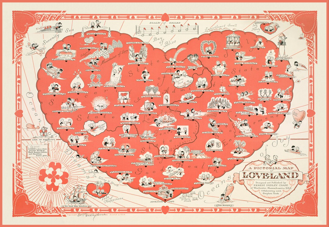 Loveland Map by Ernest Dudley Chase, Digital Download, Love Gift for ...