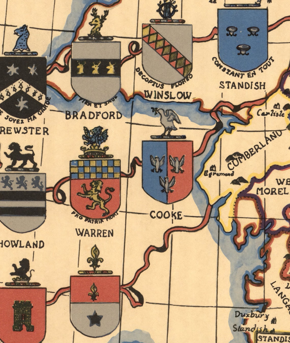 The Pilgrims of the Mayflower Map, Digital Download, Colonial Era ...