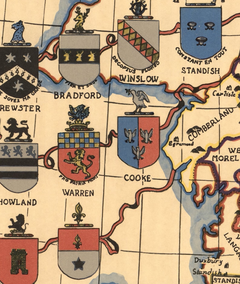 The Pilgrims of the Mayflower Map, Digital Download, Colonial Era ...