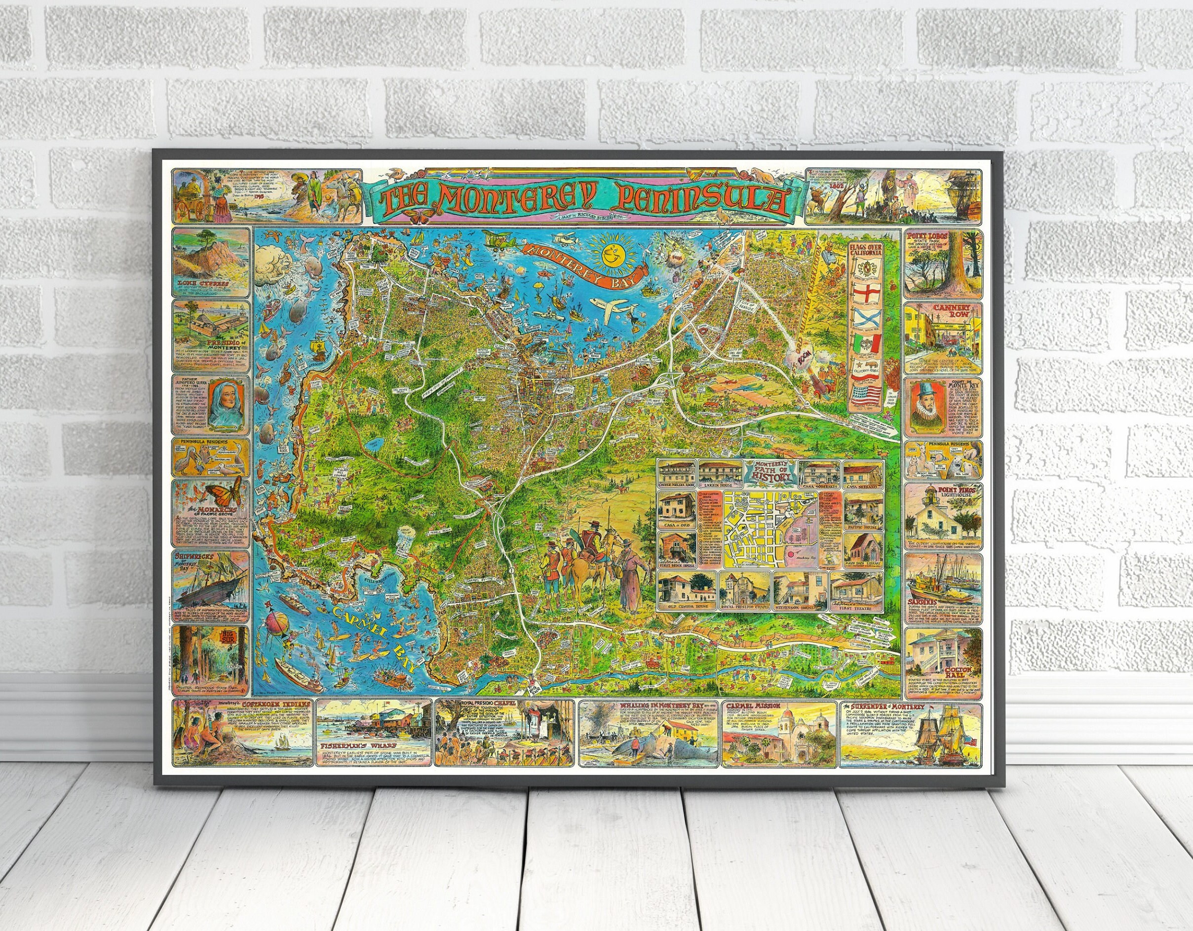 Bibler Pictorial Map of the Monterey Peninsula, Digital Download, Map ...